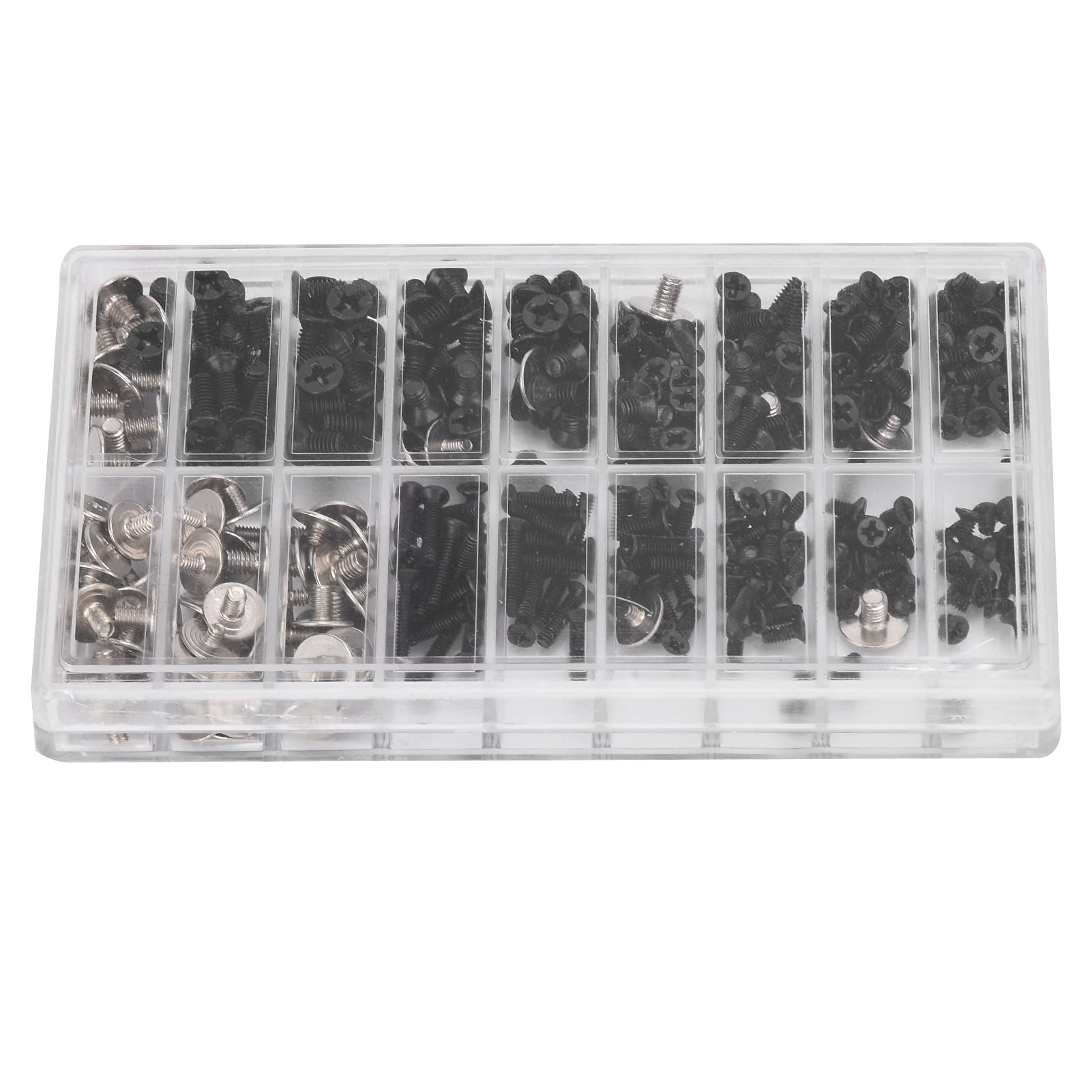 360Pcs Computer Screws Kit, Laptop Alloy Steel Micro Cross Screw Assortment Set M2 M2.5 M3 Fasteners Black Silver for Chassis Power Supply Motherboard Hard Drive DIY Repair