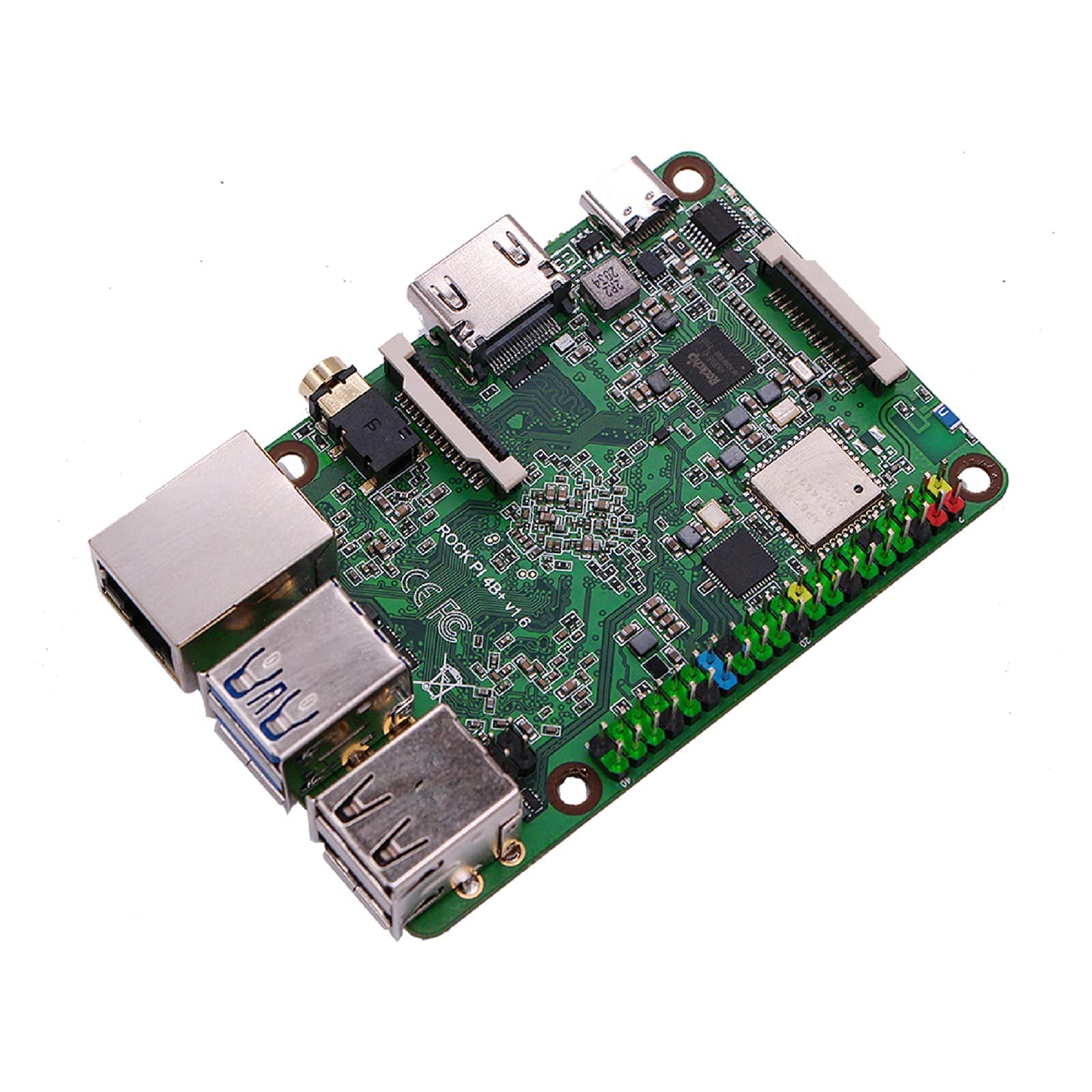 Rock Pi 4 Plus Rockchip RK3399(OP1) Single Board Computer LPDDR4 2GB with WiFi 5 and Bluetooth 5.0 Support Twister OS (2GB RAM+16GB eMMC)