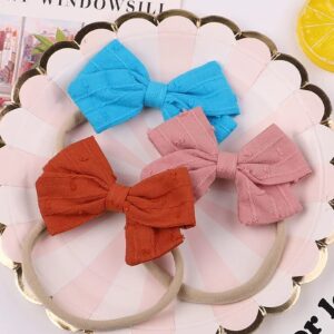 ALinmo 20PCS Baby Girls Nylon Headbands Linen Hair Bows Hairbands Handmade Hair Accessories for Newborn Infant Toddlers Kids