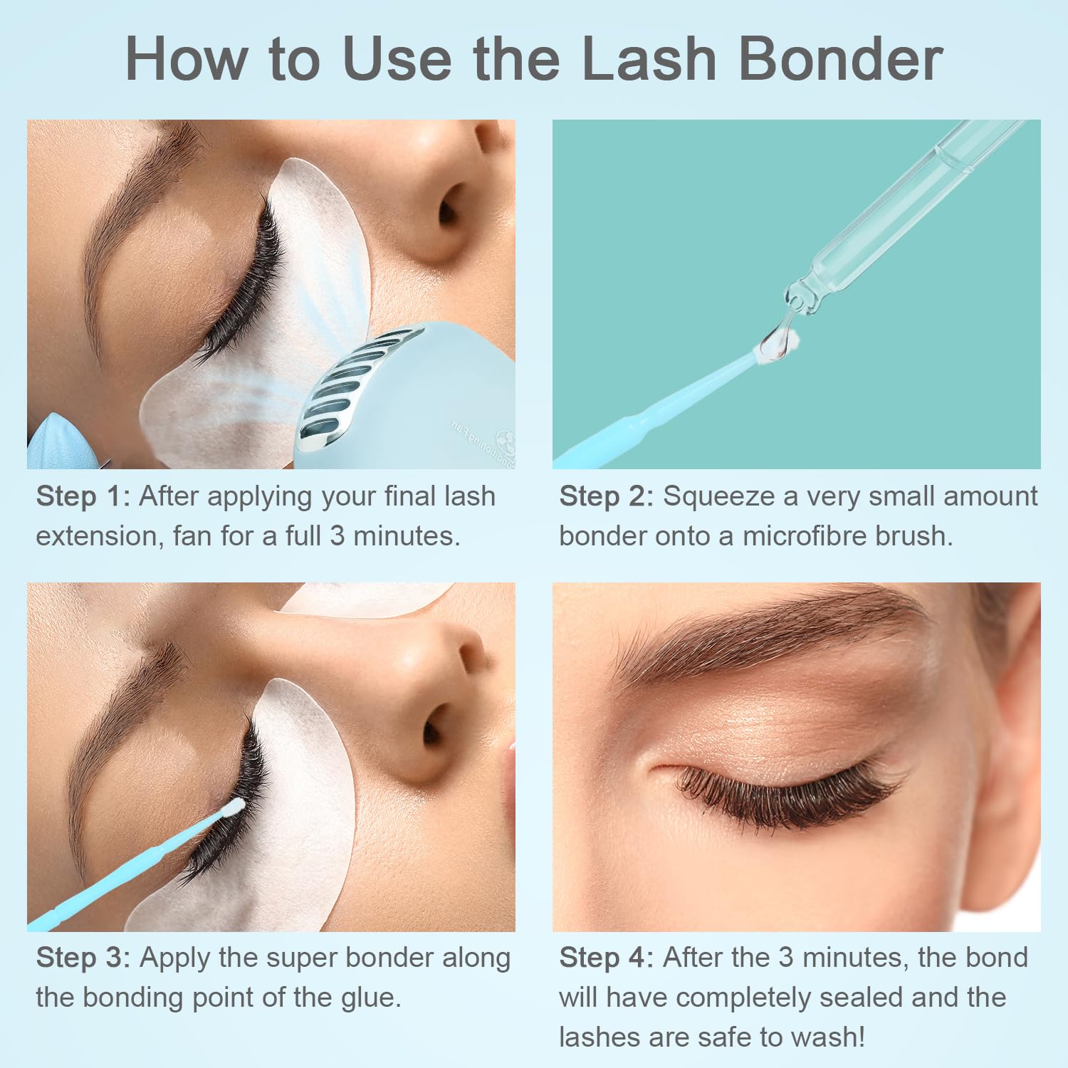 Lash Bonder for Eyelash Extensions, Super Eyelash Bonder for Lash Extensions, Glue Accelerator for Better Bond, Lash Seal Lock Glue Fume Reduce Irritation, Proof Water Oil for Longer Retention