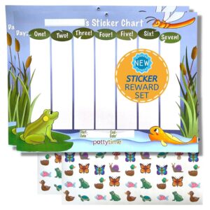 potty training sticker chart | includes 4-weekly charts + 144 adorable themed stickers | usa made from the creators of the original potty watch (pond)