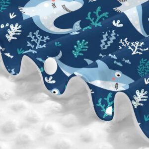 Rutiea Sharks and Fishes Car Seat Cover for Babies, Peekaboo Opening Minky Carseat Canopy Stroller Cover for Newborn, Mom Nursing Breastfeeding Covers, Blanket for Infant Toddler