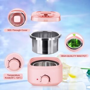 Waxing Kit Wax Warmer Hair Removal, with Hard Wax Beans, Adjustable Temperature for All Wax/Hair Types, Eyebrow, Facial, Body, Bikini, Brazilian, Full Body At Home Waxing Painless