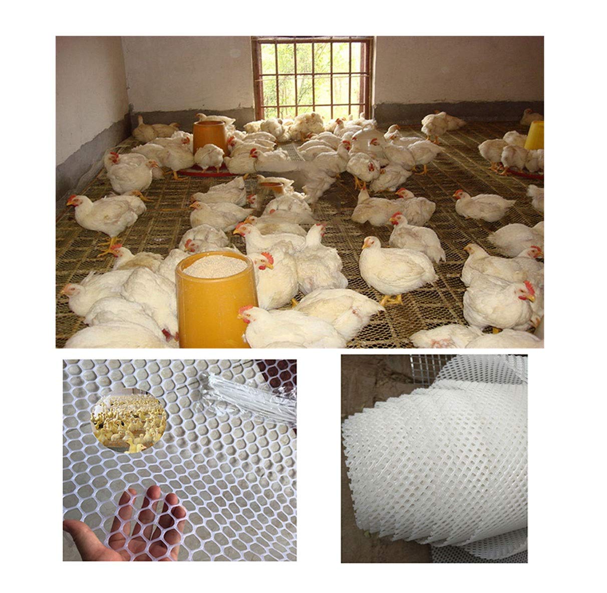 Chicken Wire Mesh Plastic Fence Net Breeding Netting Child Safety Net Lawn Protection Nets Non-slip Net Ventilation Net Flowerpot Mat Net White Mesh 0.8mm/1.2mm ( Color : Mesh1.2mm , Size : 110m )