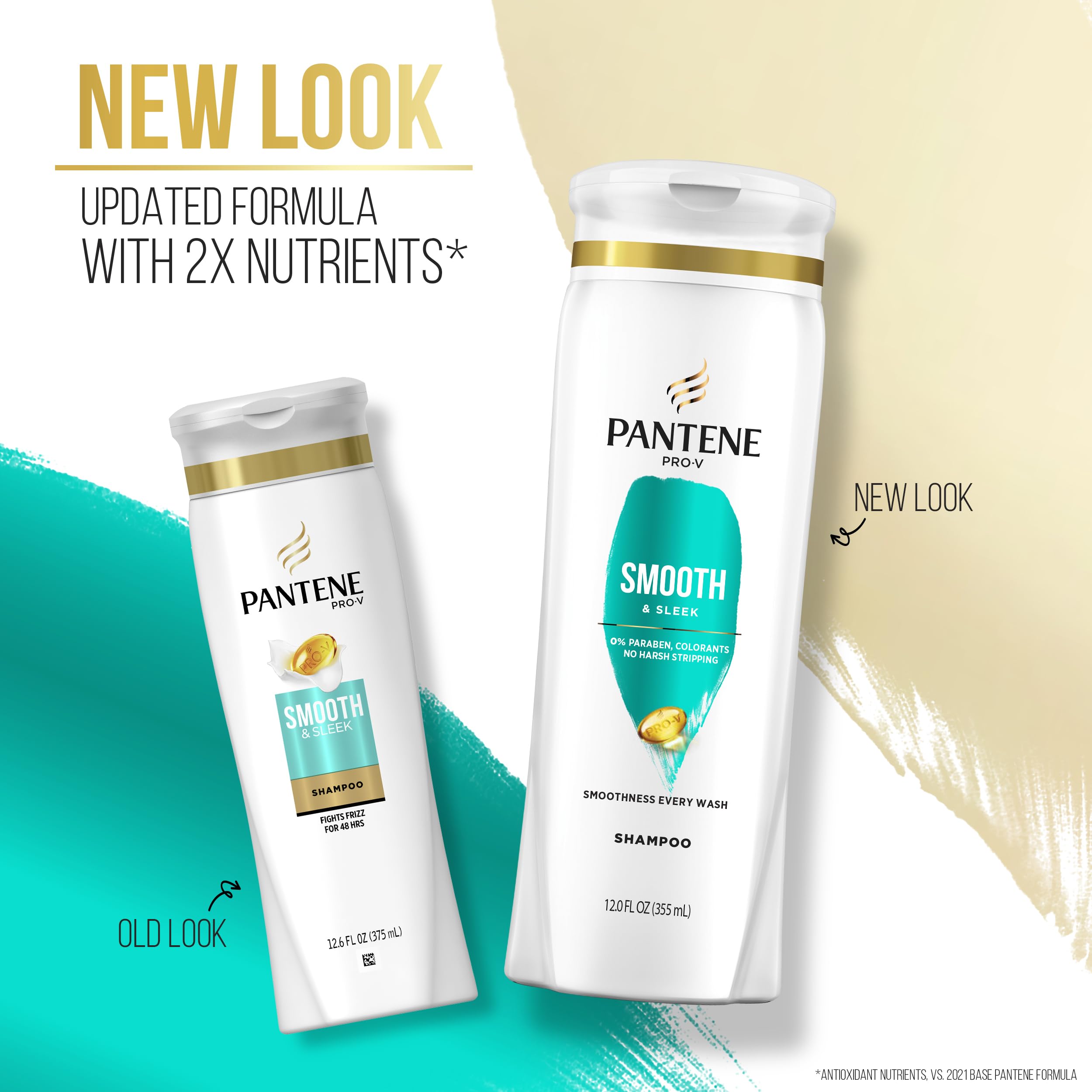 Pantene Shampoo with Frizz Control, Smooth & Sleek, Safe for Color-Treated Hair, 355 mL