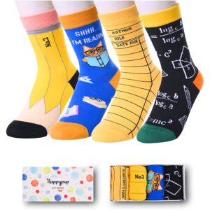 happypop crazy socks silly socks funny socks for kids, boys novelty socks childrens socks book gifts book socks reading gifts