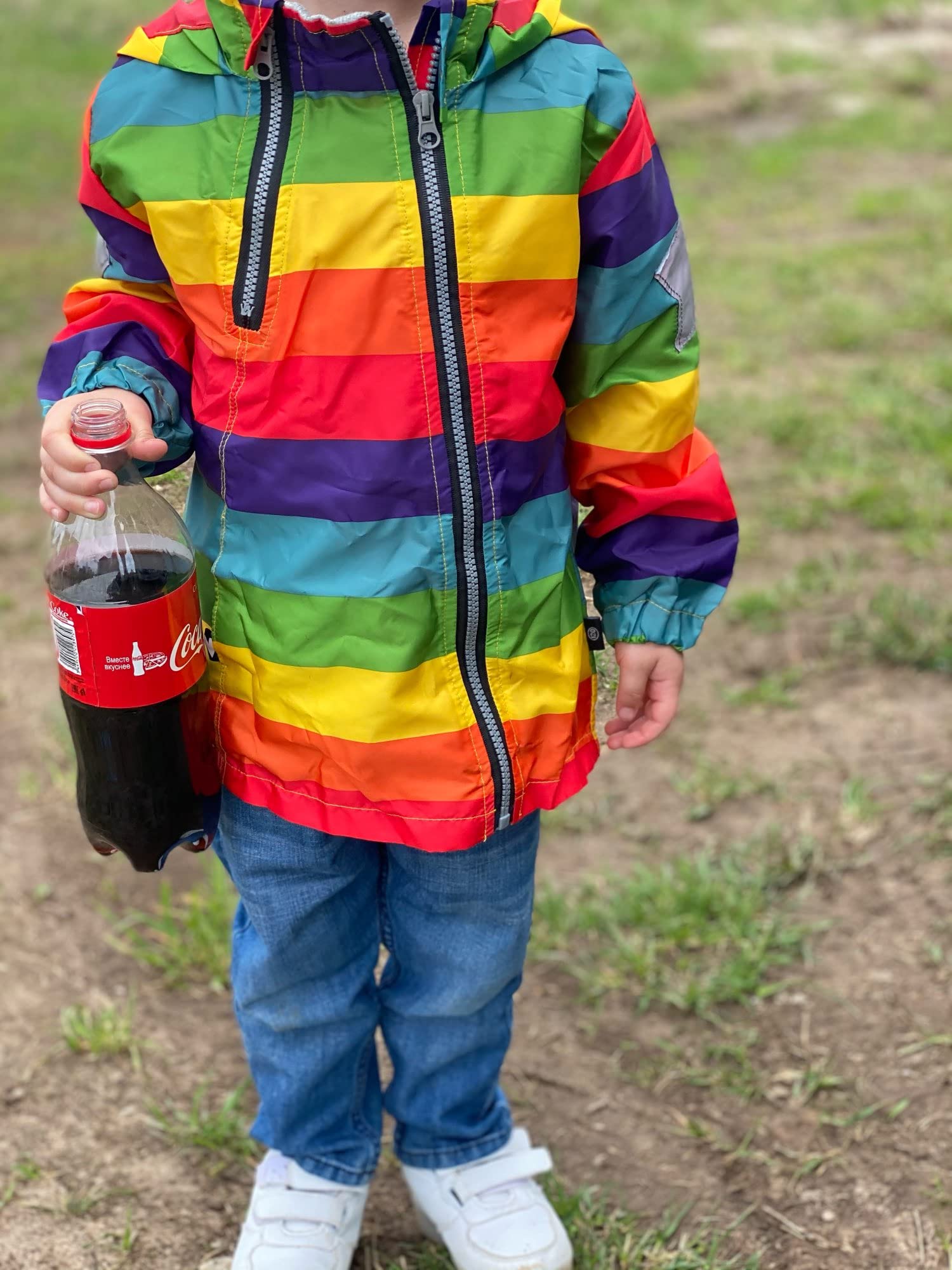 FABRST Toddler Boys Girls Windbreak Kids Fashion Rainbow Hooded Sun Jacket Baby Casual Outwear Fall Winter School Outfits（Rainbow,2T）