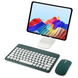 Ultra Slim Retro Bluetooth Keyboard and Mouse Combo,Compact Rechargeable Wireless Keyboard and Mouse for iPad,iPad Mini,iPad Air iPad Pro,iPhone,Windows Android Tablet Smartphone (Black)