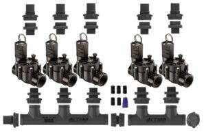 rain bird premium valve manifold system 100dv no flow control - heavy duty action machining parts - 3/4" & 1" slip (5 zone)