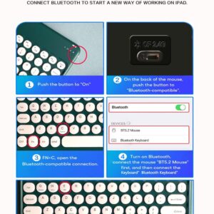 Ultra Slim Retro Bluetooth Keyboard and Mouse Combo,Compact Rechargeable Wireless Keyboard and Mouse for iPad,iPad Mini,iPad Air iPad Pro,iPhone,Windows Android Tablet Smartphone (Black)