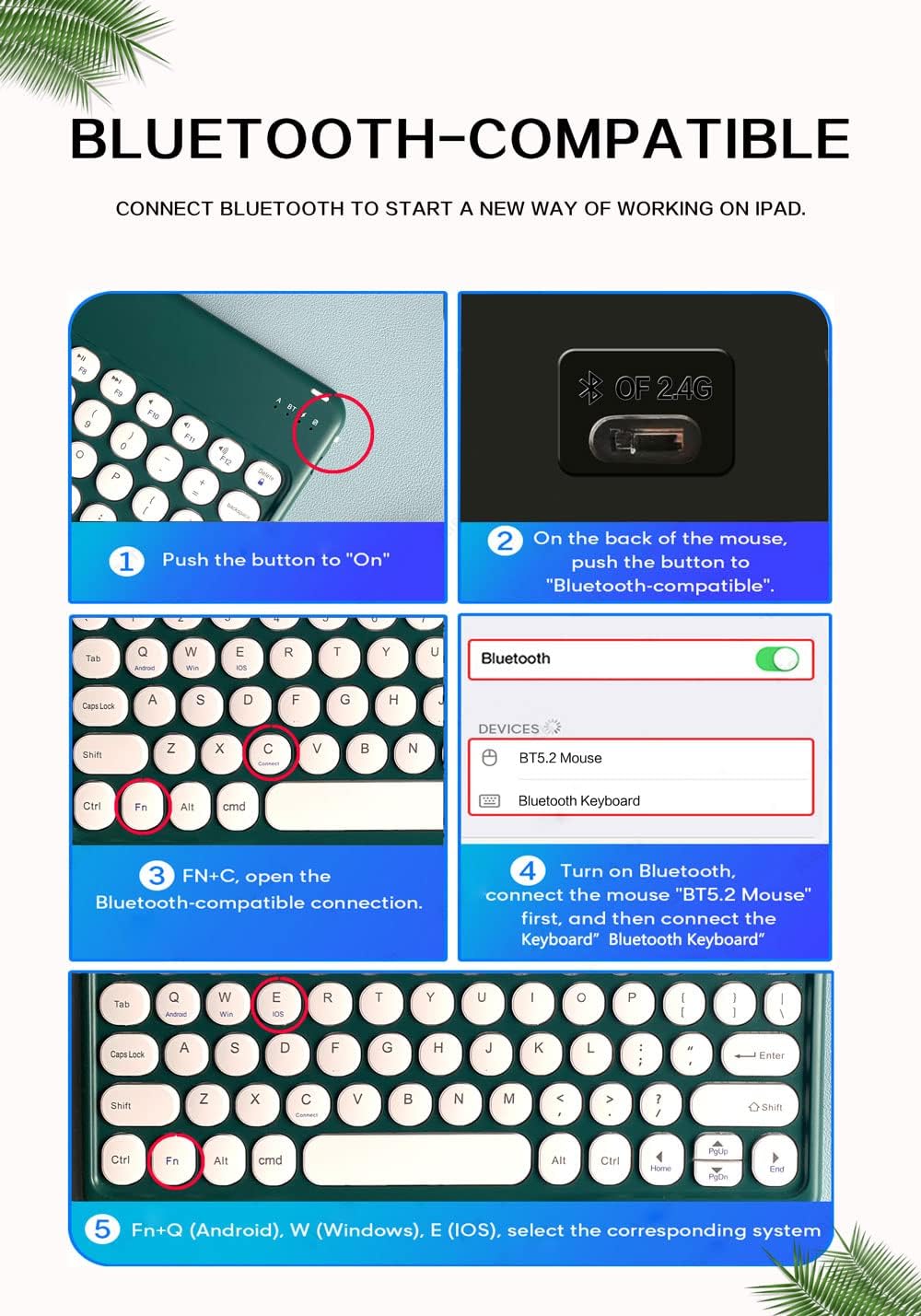 Ultra Slim Retro Bluetooth Keyboard and Mouse Combo,Compact Rechargeable Wireless Keyboard and Mouse for iPad,iPad Mini,iPad Air iPad Pro,iPhone,Windows Android Tablet Smartphone (Black)