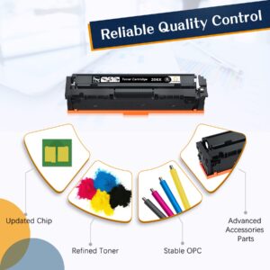 Colorking (with Chip) Compatible Toner Cartridge Replacement for HP 206X 206A W2110A W2110X for HP Color Pro MFP M283fdw M283cdw M255dw M283 M255 Toner Printer (High Yield, Black Cyan Yellow Magenta)