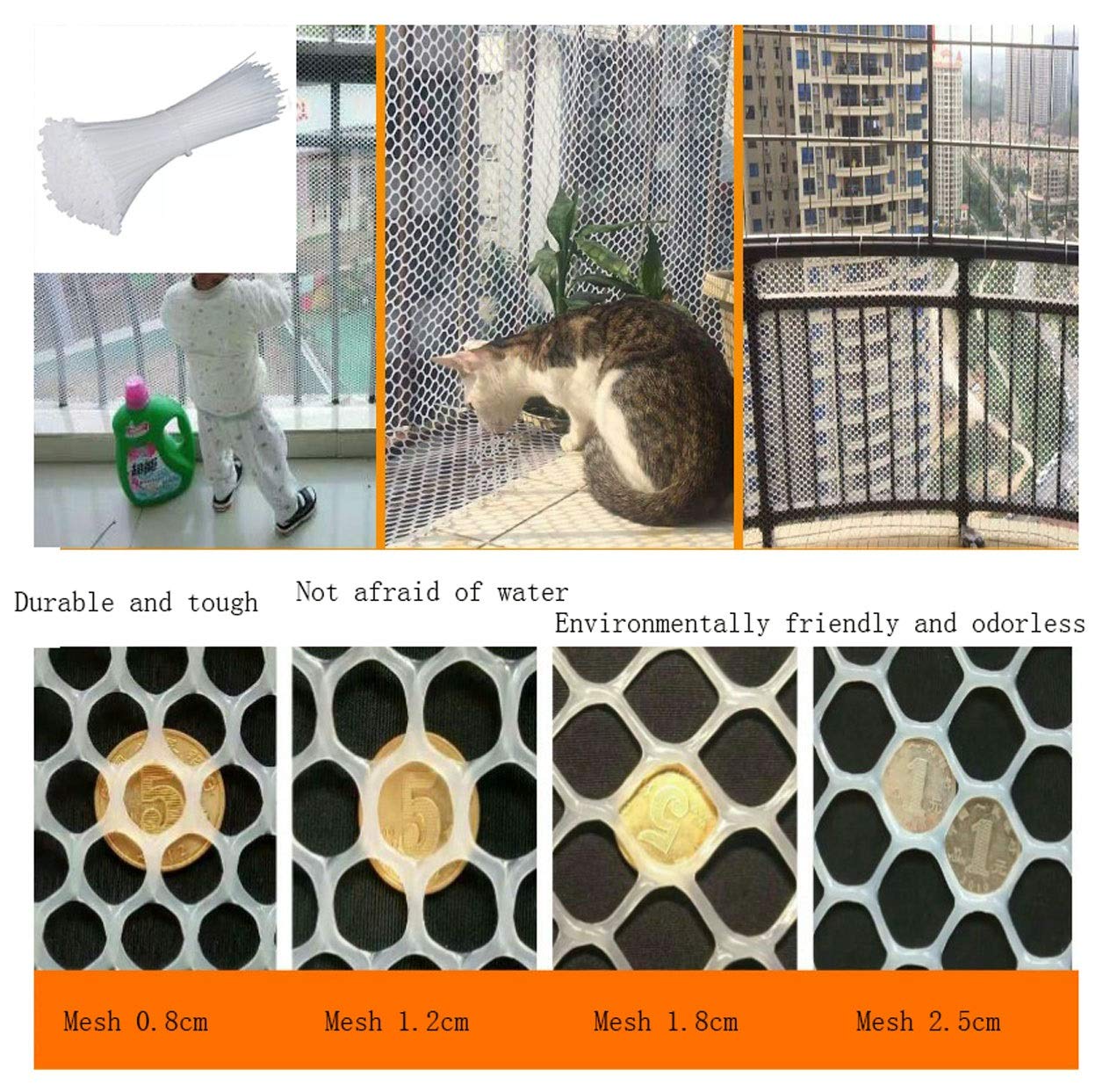 Chicken Wire Mesh Plastic Fence Net Breeding Netting Child Safety Net Lawn Protection Nets Non-slip Net Ventilation Net Flowerpot Mat Net White Mesh 0.8mm/1.2mm ( Color : Mesh1.2mm , Size : 110m )