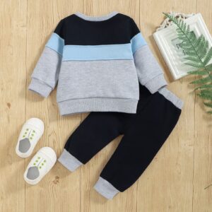 FOCICI Baby Boy Clothes Infant Fall Long Sleeve Outfits Winter Clothing Sweatshirt Pants 2pcs Set Blue 18-24 Months