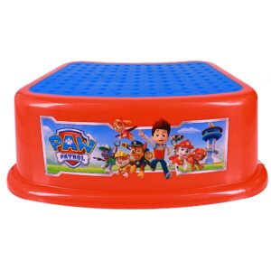 nickelodeon paw patrol bathroom step stool for kids using the toilet and sink - kids, potty training, non-slip, bathroom, kitchen, lightweight