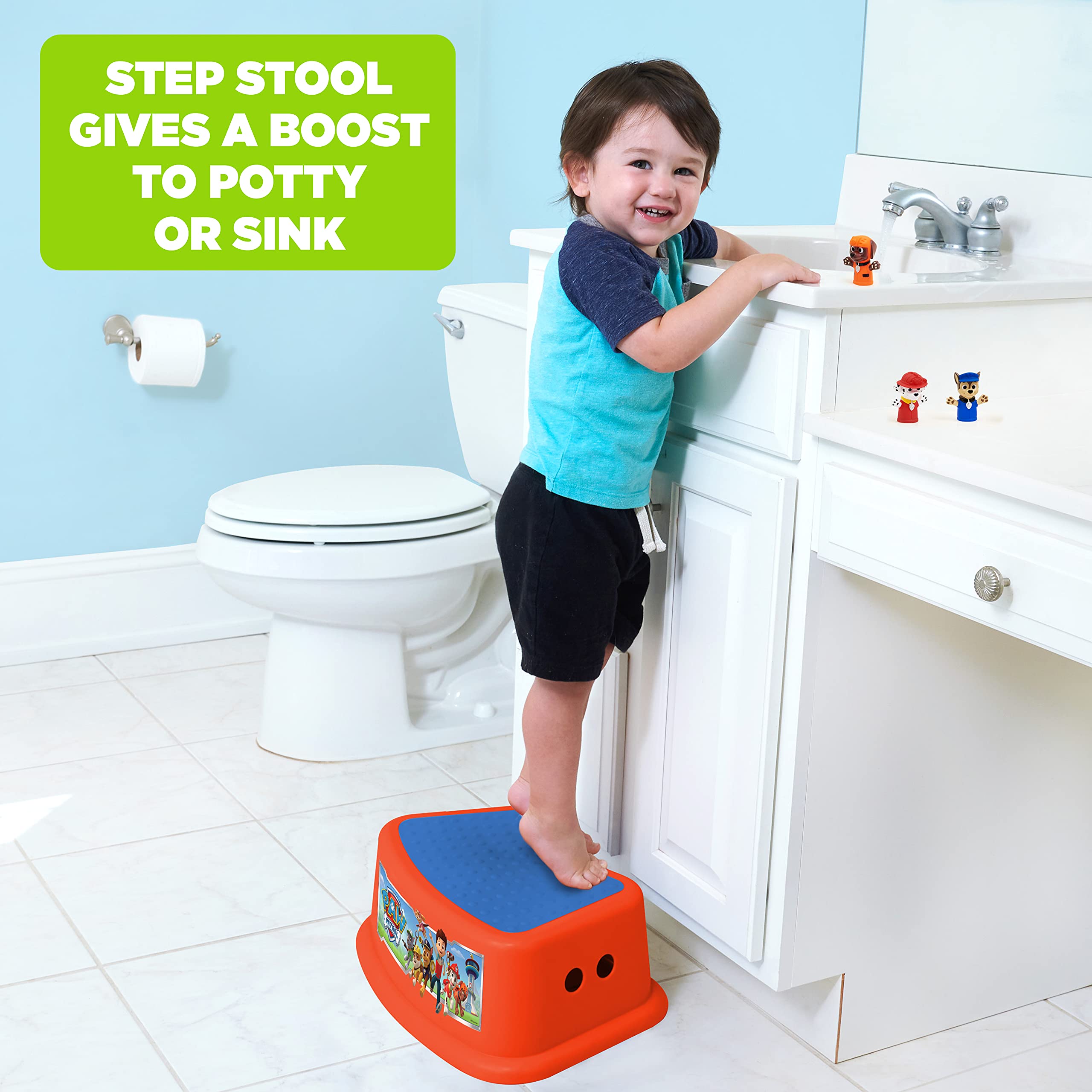 Nickelodeon Paw Patrol Bathroom Step Stool for Kids Using The Toilet and Sink - Kids, Potty Training, Non-Slip, Bathroom, Kitchen, Lightweight