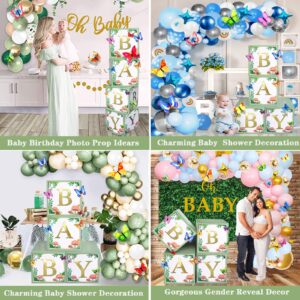 Baby Shower Decorations for Girl Sage Green Baby Block Box with Letters for Baby Shower Decor Neutral Baby Gender Reveal Decorations with 3D Butterfly