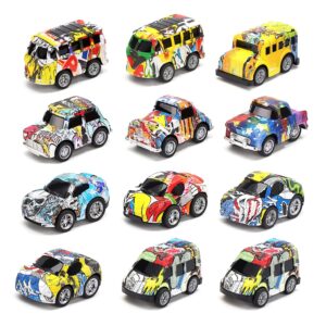 CUTE STONE 12 Pack Filled Easter Eggs with Alloy Pull Back Cars, Friction Powered Vehicles, Easter Basket Stuffers Easter Party Favors for Boy, Girls and Kids