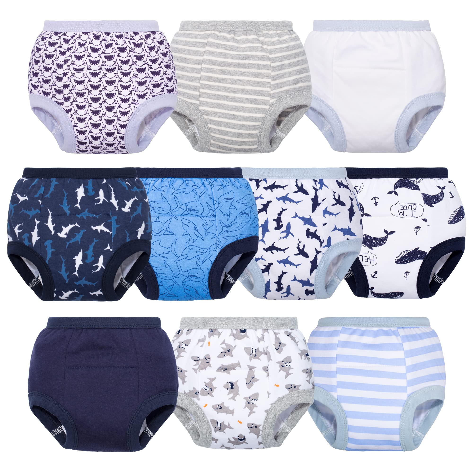 BIG ELEPHANT Toddler Potty Training Underwear - Baby Boys Cotton Toilet Training Pants 10 Pack, 4T