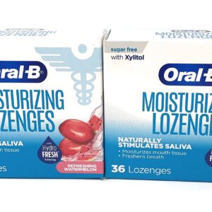 Oral-B Moisturizing Lozenges for Dry Mouth, Refreshing Watermelon 36 Ct (Pack of 2)