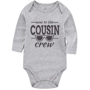 acwssit new to the cousin crew baby boy clothes unisex funny baby girl baby bodysuit 0-3 months graylong