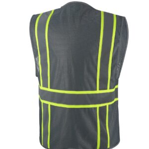 CAL PACIFIC Grey Two Tones Safety Vest,With Multi-Pocket Tool (2X)