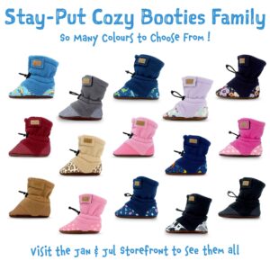 JAN & JUL Baby Stay-On Fleece Booties for First Walkers, Infant Boys and Girls Shoes (Heather Grey, Small Infant)