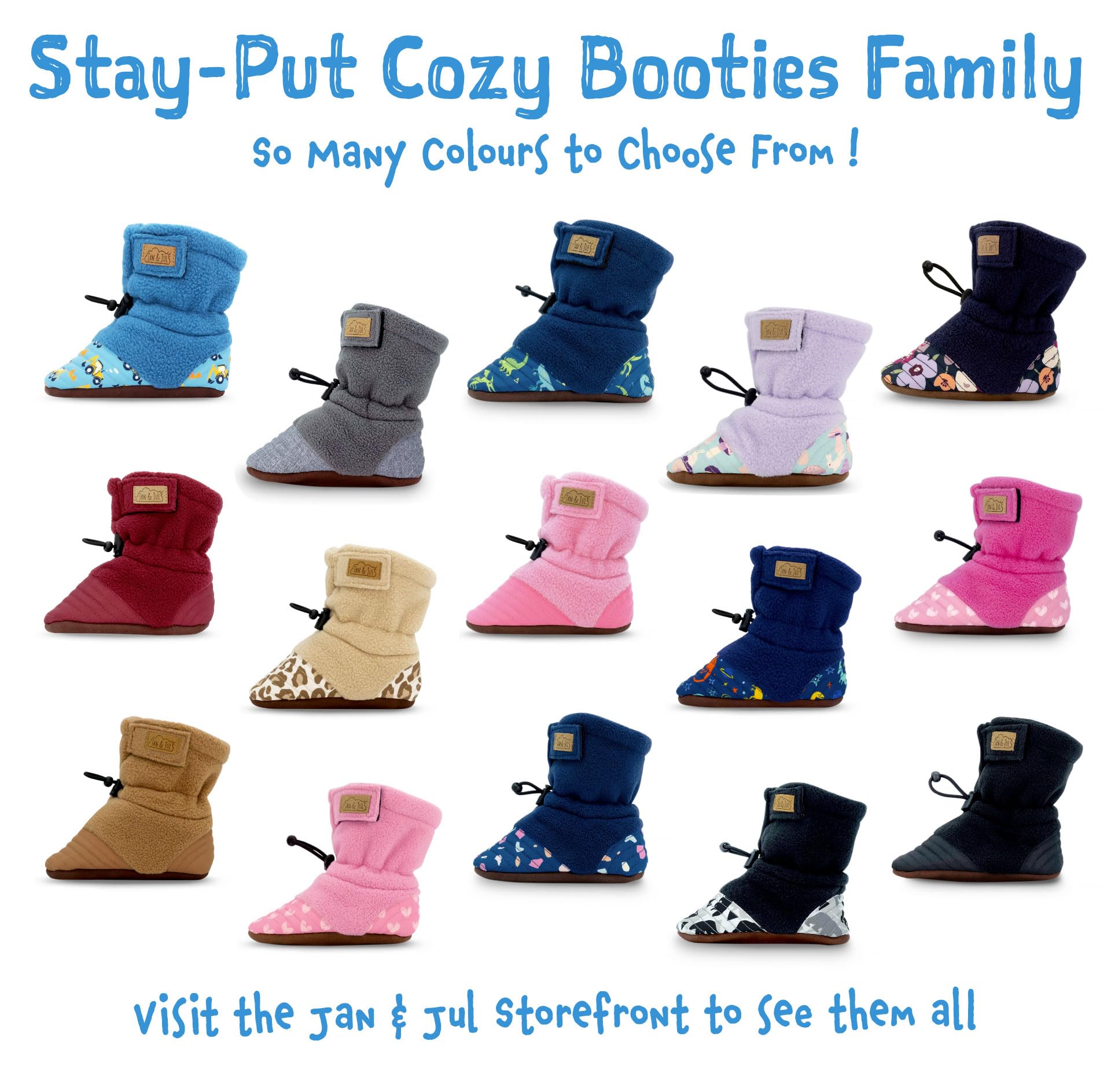 JAN & JUL Baby Stay-On Fleece Booties for First Walkers, Infant Boys and Girls Shoes (Heather Grey, Small Infant)