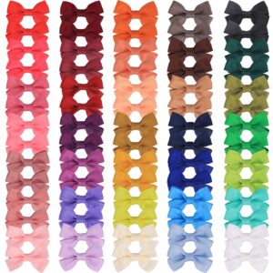 70piece 2inch hair bows for baby girls,35colors in pairs grosgrain boutique solid ribbon mini bows alligator clips for newborn girls infants toddlers