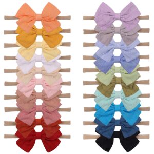 alinmo 20pcs baby girls nylon headbands linen hair bows hairbands handmade hair accessories for newborn infant toddlers kids