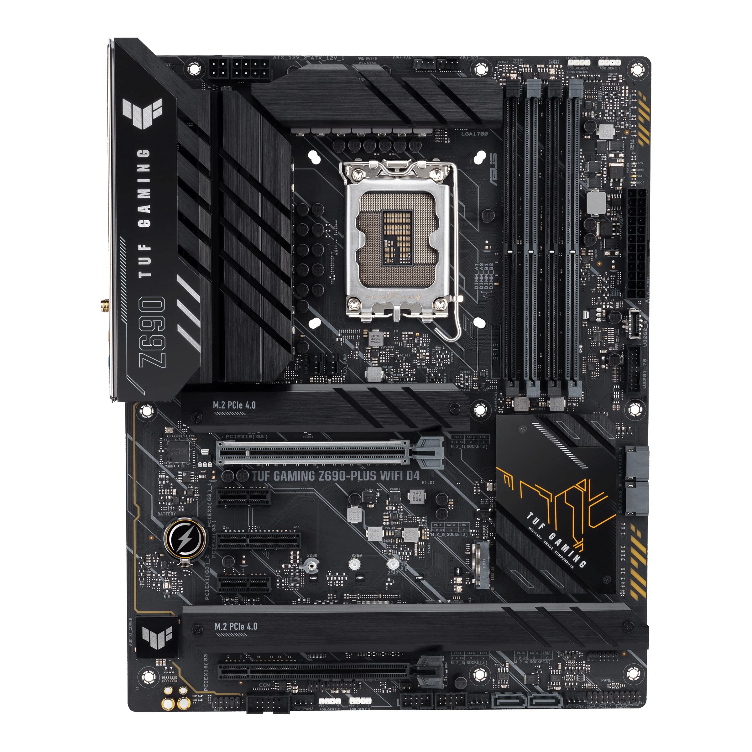 ASUS TUF Gaming Z690-PLUS WiFi D4 LGA 1700 ATX Motherboard, 15 DrMOS, PCIe 5.0, DDR4 RAM, Four M.2 Slots, Intel WiFi 6, Front USB 3.2 Gen 2 Type-C, Thunderbolt 4 Support and RGB Lighting