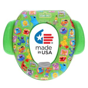 sesame street "framed friends" soft potty seat and potty training seat - soft cushion, baby potty training, safe, easy to clean