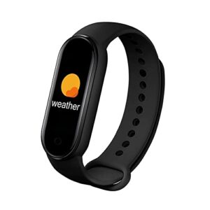 m6 smart bracelet watch fitness tracker smartband heart rate blood pressure monitor mi band 6 for ios android phone (black)