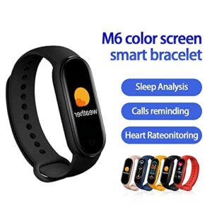 M6 Smart Bracelet Watch Fitness Tracker Smartband Heart Rate Blood Pressure Monitor Mi Band 6 for iOS Android Phone (Black)