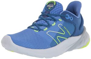 new balance kid's fresh foam roav v2 lace-up running shoe, bright lapis/pixel green/starlight, 3.5 big kid