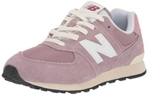 new balance girls 574 v1 disc lace-up sneaker, lilac chalk/sea salt, 5 big kid