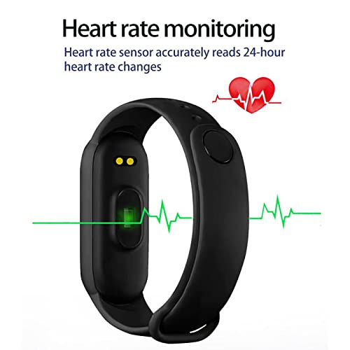 M6 Smart Bracelet Watch Fitness Tracker Smartband Heart Rate Blood Pressure Monitor Mi Band 6 for iOS Android Phone (Black)