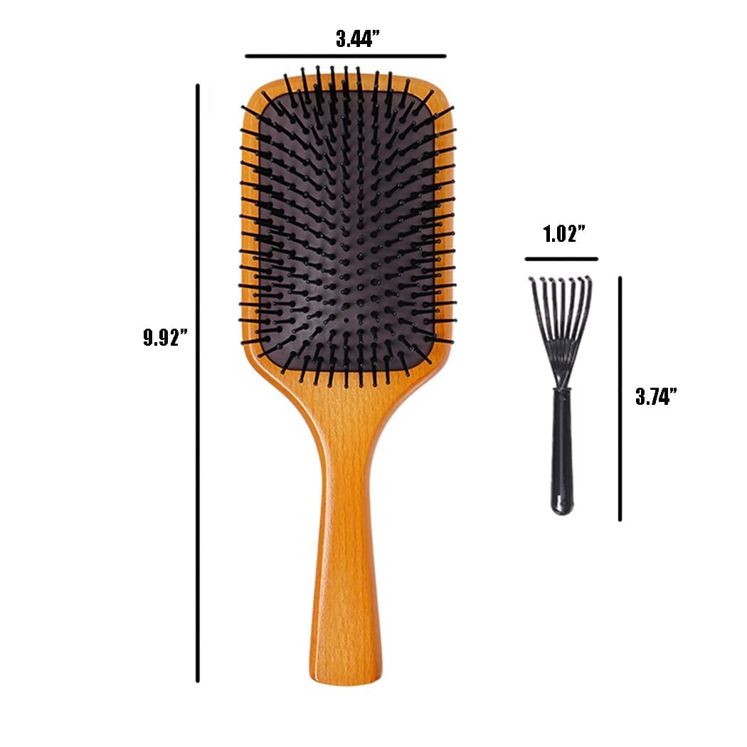 MIEDEON Hair Brush Paddle Brush Flexible Cushion Hairbrush for Thick Curly Thin Long Short Dry Hair Adds Shine and Makes Hair Smooth, For Women Men Children, With Gift Comb Cleaner (1)