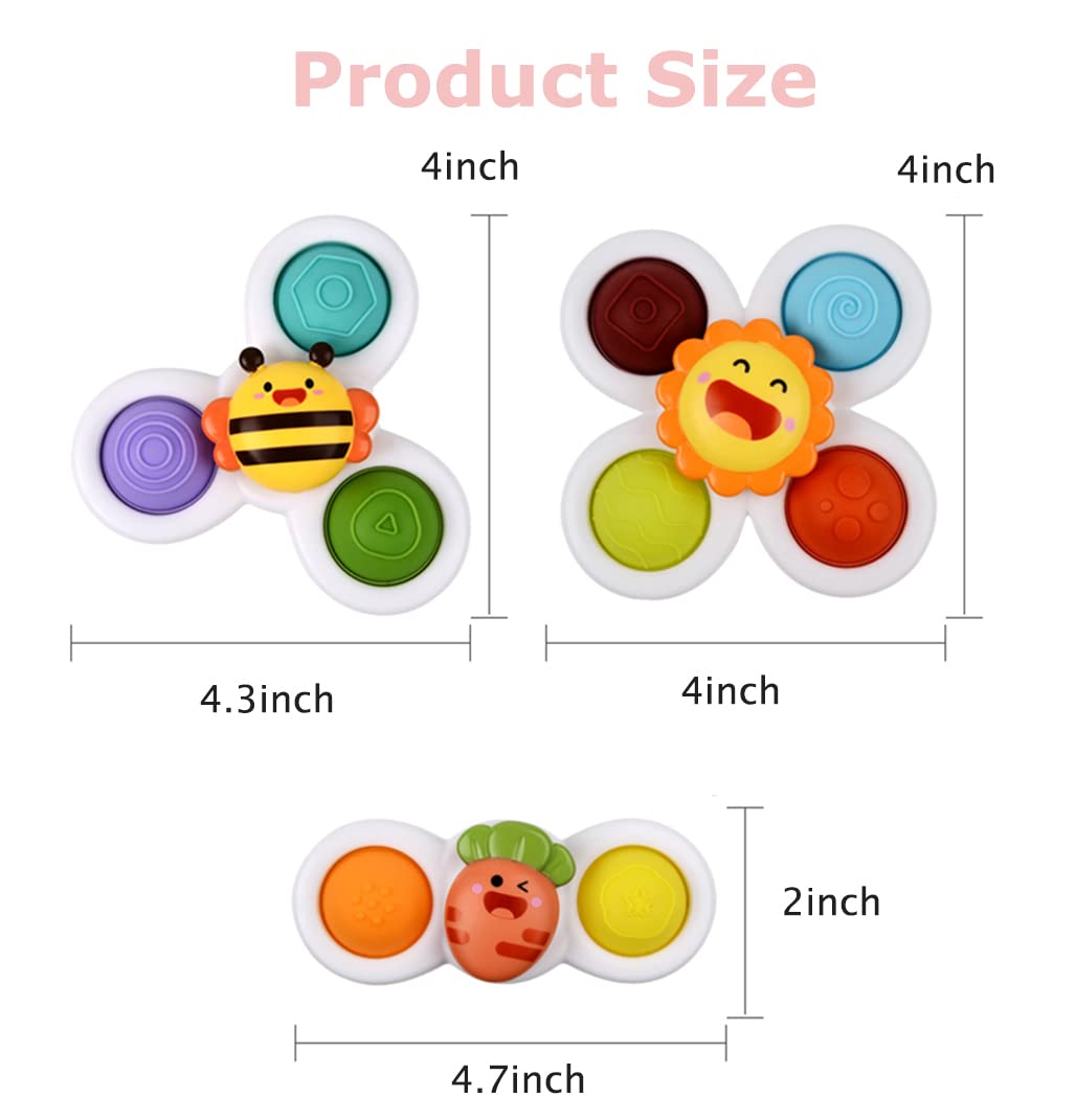 Suction Cup Spinner Toys, Baby Suction Cup Bath Toys Pop Fidget Toys Sensory Spinning Toys for Toddlers Babies Boys Girls