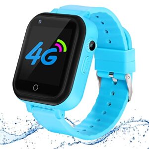 4g kids smart watch w gps tracker, phone watch w video chat 3 way-call wi-fi sos touch screen child tracker phone watches christmas birthday gift for boys girls 3-15 years w sim slot kids watch