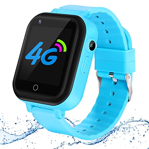 4G Kids Smart Watch w GPS Tracker, Phone Watch w Video Chat 3 Way-call Wi-Fi SOS Touch Screen Child Tracker Phone Watches Christmas Birthday Gift For Boys Girls 3-15 Years w Sim Slot Kids Watch