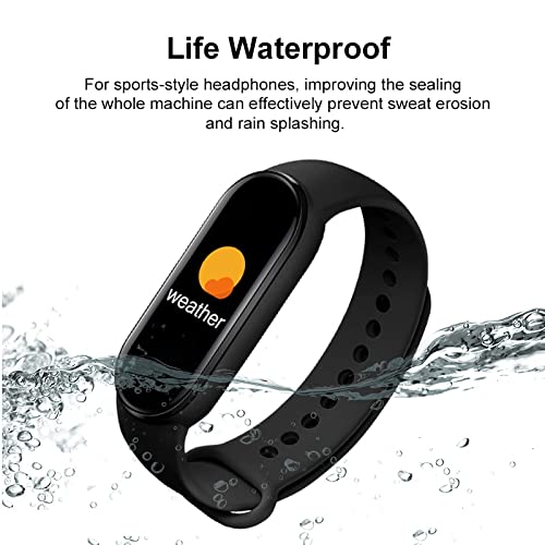 M6 Smart Bracelet Watch Fitness Tracker Smartband Heart Rate Blood Pressure Monitor Mi Band 6 for iOS Android Phone (Black)