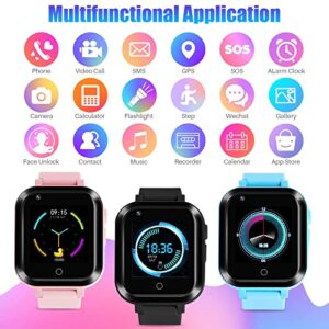 4G Kids Smart Watch w GPS Tracker, Phone Watch w Video Chat 3 Way-call Wi-Fi SOS Touch Screen Child Tracker Phone Watches Christmas Birthday Gift For Boys Girls 3-15 Years w Sim Slot Kids Watch