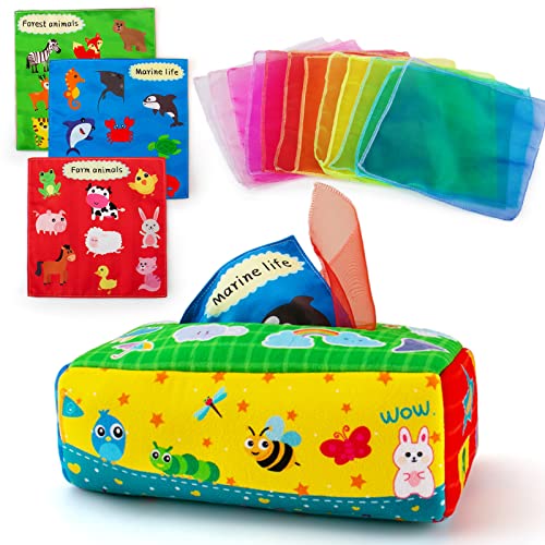 teytoy My First Baby Tissue Box Toy for Babies 6-12 Months, Baby Toys 6 to 12 Months, Infant Newborn Toddlers Sensory Toys Montessori Magic Tissue Box Toy for 1 Year Old Preschool Kids Early Learning