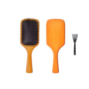 miedeon hair brush paddle brush flexible cushion hairbrush for thick curly thin long short dry hair adds shine and makes hair smooth, for women men children, with gift comb cleaner (1)