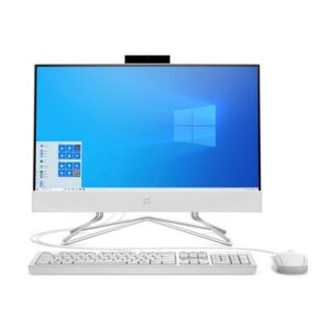 hp 2021 21.5" fhd all-in-one desktop, intel celeron g5900t processor, 4gb ram, 256gb ssd, hdmi, dvd, wifi, webcam, bluetooth, keyboard + mouse, windows 10, white, 2-week ift-care support