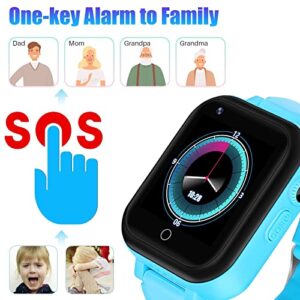 4G Kids Smart Watch w GPS Tracker, Phone Watch w Video Chat 3 Way-call Wi-Fi SOS Touch Screen Child Tracker Phone Watches Christmas Birthday Gift For Boys Girls 3-15 Years w Sim Slot Kids Watch