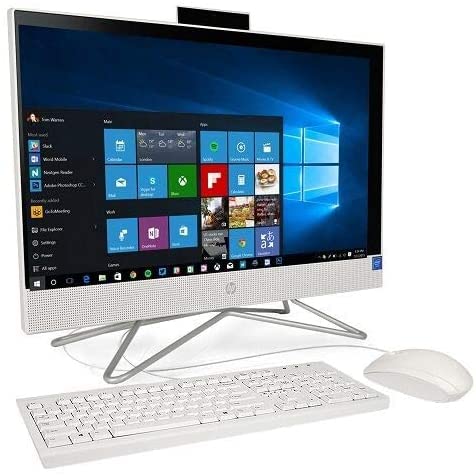 HP 2021 21.5" FHD All-in-One Desktop, Intel Celeron G5900T Processor, 4GB RAM, 256GB SSD, HDMI, DVD, WiFi, Webcam, Bluetooth, Keyboard + Mouse, Windows 10, White, 2-Week IFT-Care Support