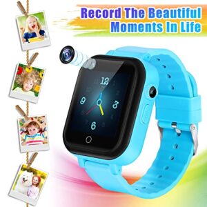 4G Kids Smart Watch w GPS Tracker, Phone Watch w Video Chat 3 Way-call Wi-Fi SOS Touch Screen Child Tracker Phone Watches Christmas Birthday Gift For Boys Girls 3-15 Years w Sim Slot Kids Watch