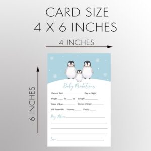 Baby Penguin Advice Predictions Wishes for Baby Cards Winter Activities Snow Snowflakes Blue White Gender Neutral (24 count)